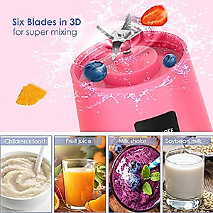 Mimill Personal Blender, Portable Blenders Smoothie Mixer USB Rechargeable Juicer Cup with 6 Updated Blades