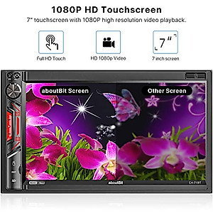 aboutBit Bluetooth Double Din Car Stereo - 7 inch HD Touchscreen MP5 Player Car Audio Receiver – Phonelink | Rearview Camera | AM/FM Radio | USB/SD/AUX | Subwoofer | SWC | Wireless Remote Control