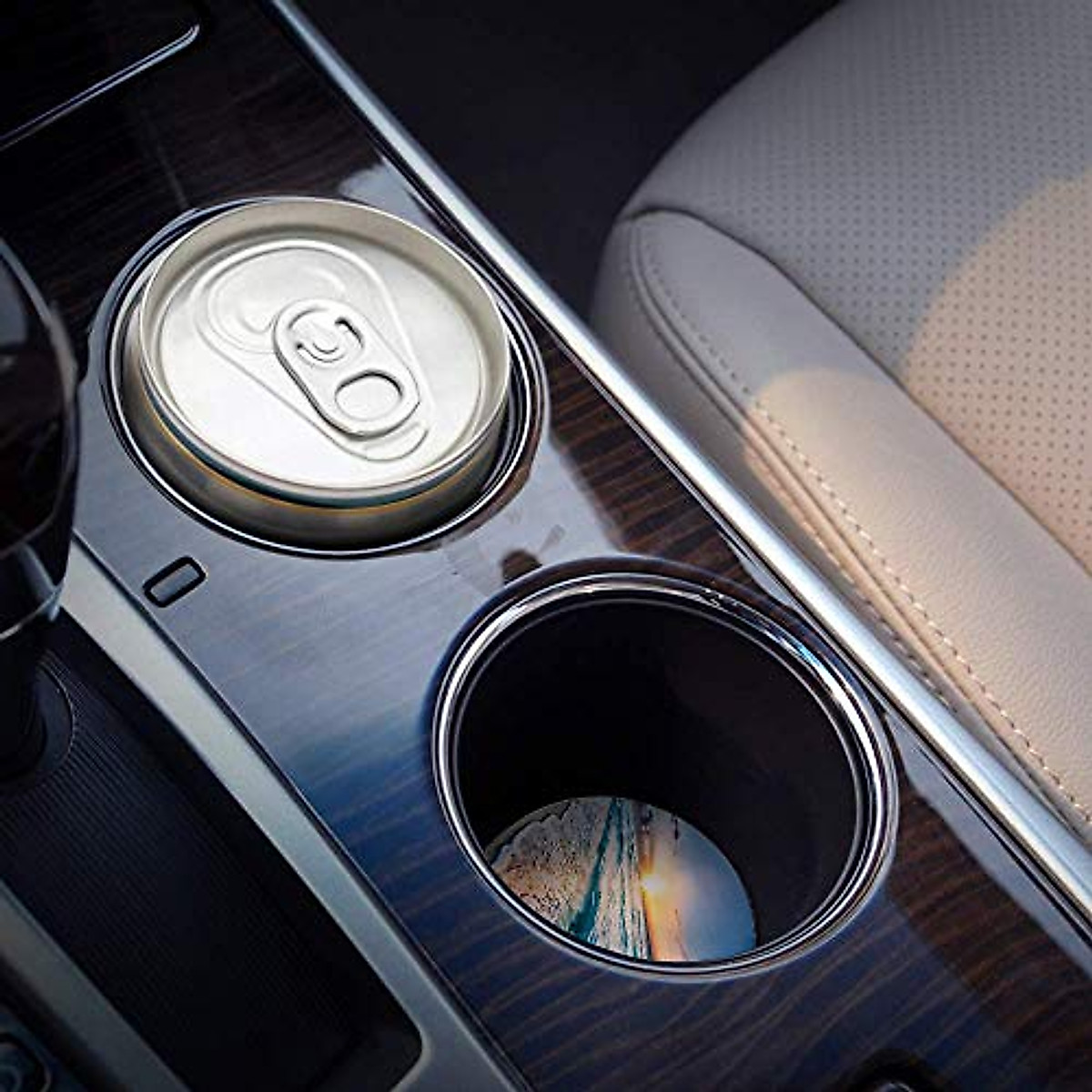 Small Car Coasters for Cup Holders 2.65" Absorbent 2 Pack Car Coaster Ceramic Stone for Drinks Absorb Water Drops Ocean Theme Sand Beach Wave Sea Water Pattern