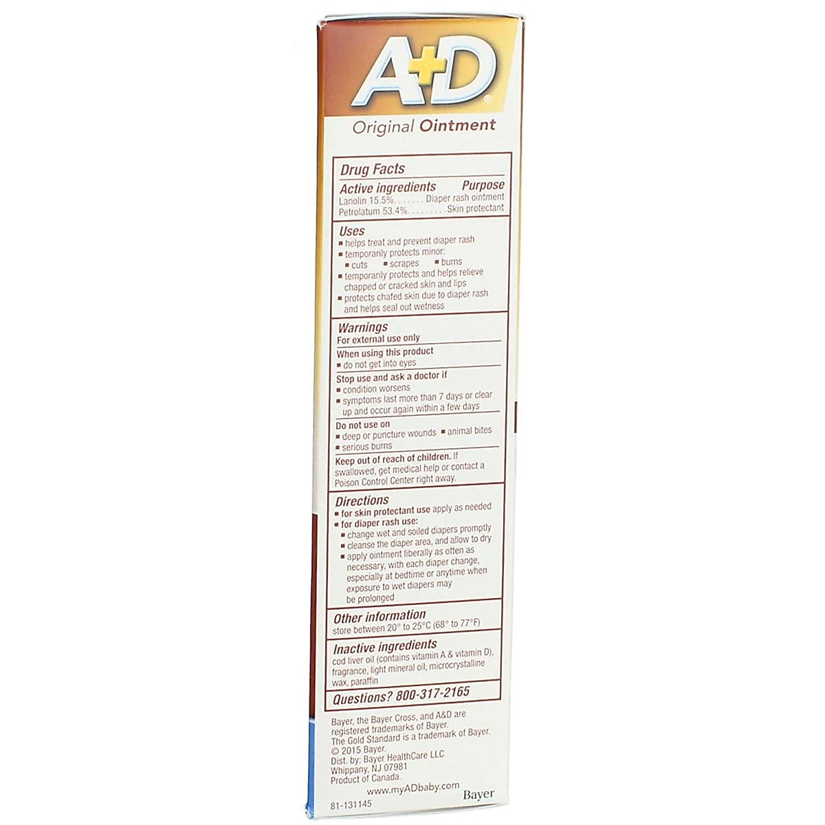 A&D Diaper Rash Ointment Skin Protectant Original - 4 oz, Pack of 5