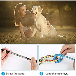 DIBBATU Flirt Pole for Dogs Interactive Dog Toys for Large Medium Small Dogs Chase and Tug of War, Dog Teaser Wand with Lure Chewing Toy for Dog Outdoor Exercise & Training