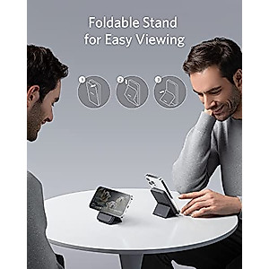 Anker 622 Magnetic Battery (MagGo), 5000mAh Foldable Magnetic Wireless Portable Charger and USB-C for iPhone 14/13/12 Series (Interstellar Gray)