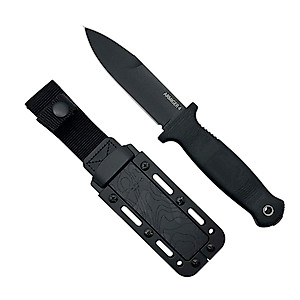 Demko Knives Armiger Fixed Blade with Sheath- Armiger 2 & Armiger 4 - Clip Point Spear Point Tanto Shark Foot Serrated Full Tang (Armiger 4 Spear Point Black)