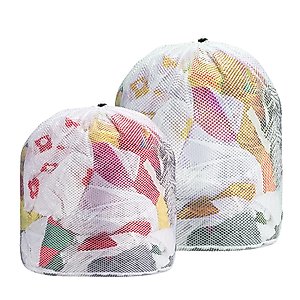 2Pcs Large Mesh Laundry Bags,Machine Washable Drawstring Design Mesh Wash Bags Big Laundry Bags for Laundry Storage for Home Dorm Hotel Travel Use,20x23inch, 23x31inch