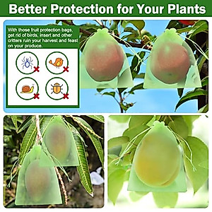 June Fox 50 Pcs Fruit Protection Bags 6x9 inch, Fruit Netting Cover Bags with Drawstring, Mesh Fruit Protectors Barrier Bags for Mangoes Tomatoes Fruit Trees Veggies Garden (Green)