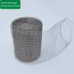 YAGJIA Wire Mesh for Mice Control, 5" x 33FT Stainless Steel Wool, Double Layer Rodent Mesh Barrier, Stainless Steel Mesh Hole Filler, Flexible Stretchy for Garden House and DIY