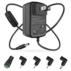 24V 1A Switching Power Supply Adapter, 100~240V AC to DC 24 Volt 1000mA 800mA 500mA 200mA Converter with 5 Tips for LED Strip Light CCTV WiFi Camera Essential Oil Diffuser