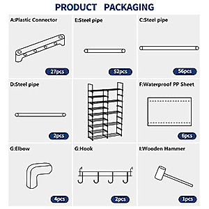 YIHATA Shoe Rack Organizer, 9 Tiers Large Shoe Storage Shelf, 28-32 Pairs Shoe Rack for Closet, Space Saving Shoe Stand, DIY Durable Metal Shoe Organizer with Versatile Hooks for Hallway Bedroom