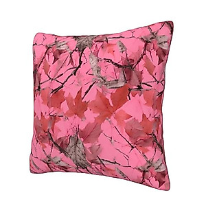 RLDOBOFE Pink Leaves Camo Printed Pillow Covers Soft Throw Pillow Covers Cushion Pillow Covers Square Pillowcases Decorative Cushion Case for Sofa Couch