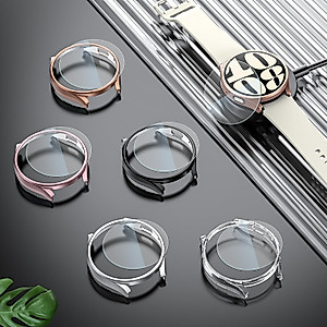 KIMILAR [5+5 Pack] Galaxy Watch 6 40mm Screen Protector Case, Anti-Fog Tempered Glass Protective Film and Hard PC Protective Bumper Compatible with Samsung Galaxy Watch 6 Accessories