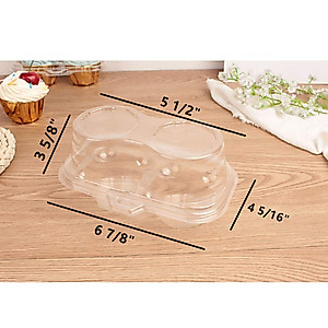 XIZHI 25Pcs Clear Cupcake Boxes with 2 Compartment,Plastic Stackable Cupcake Carrier Holder Box - BPA-Free,Durable,Keep Your Cupcakes or Muffins Delicious