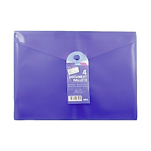 Just Stationery 4 A4 Polyfile Plastic Wallet
