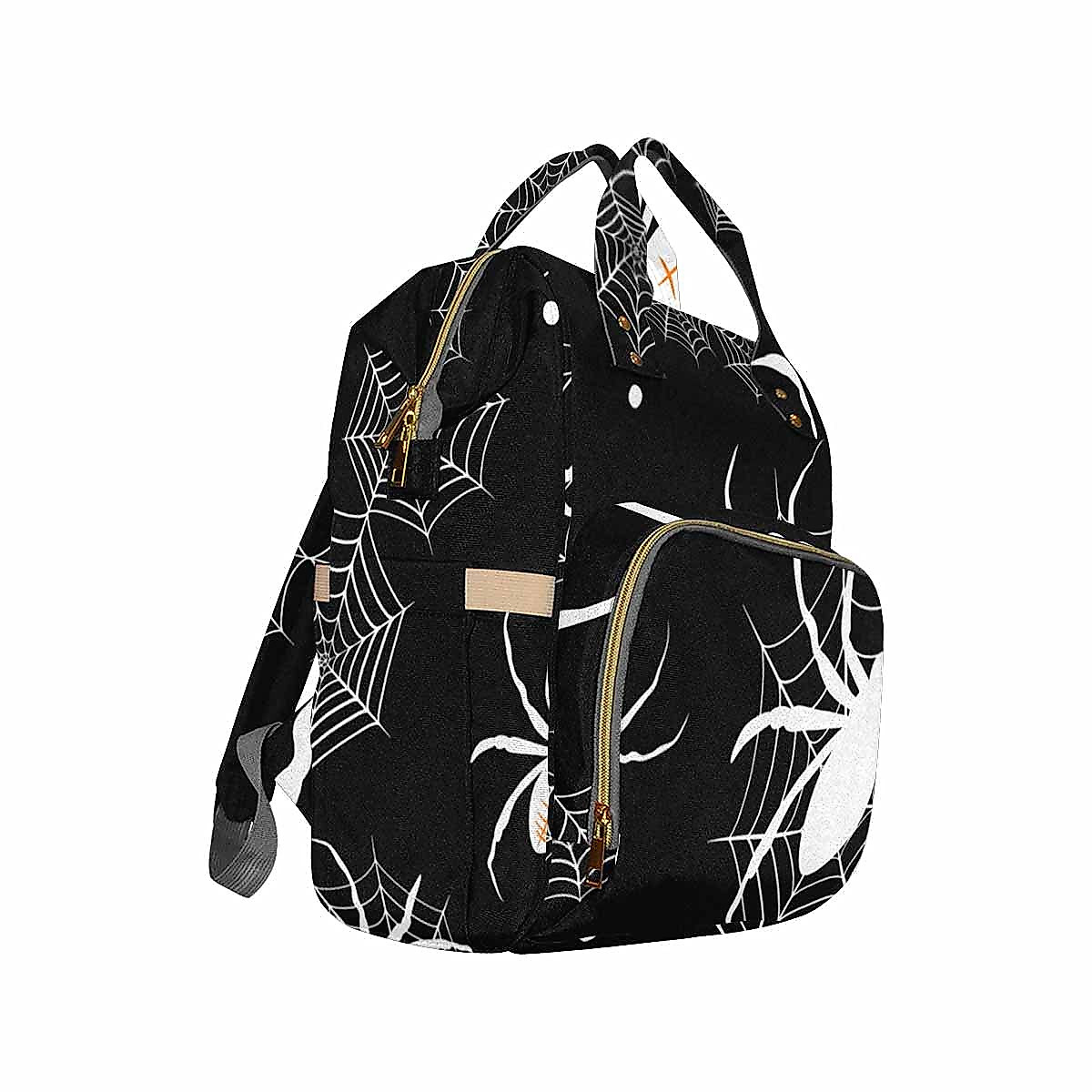InterestPrint Lightweight Diaper Bag Backpack Convenient for Travel Spi-der Webs Black White