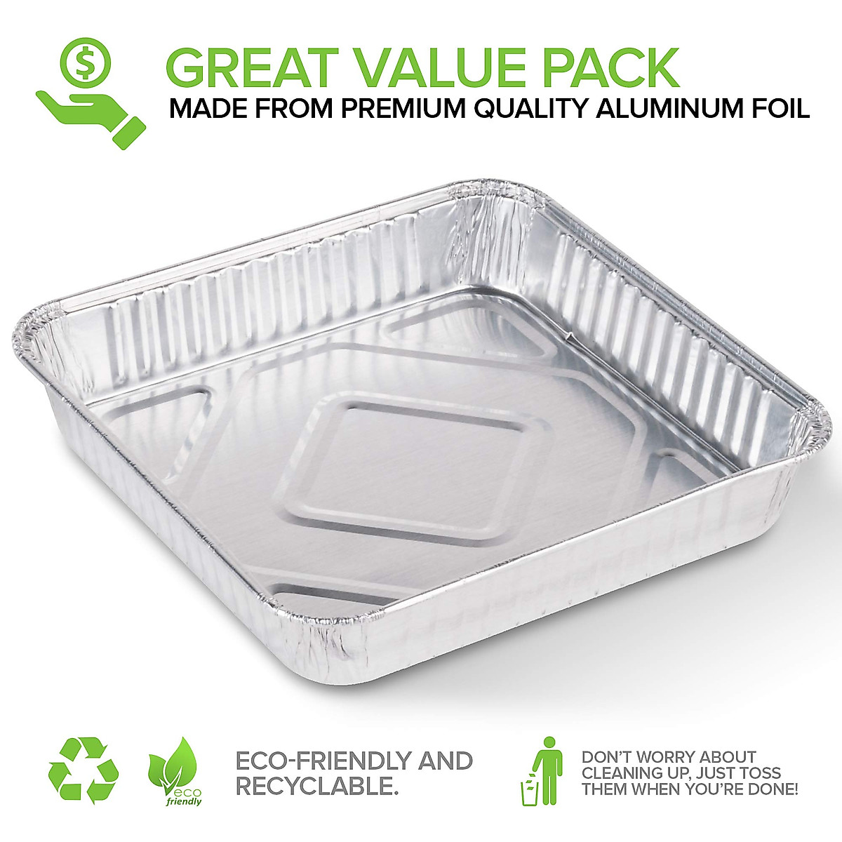 Stock Your Home 9x9 Aluminum Foil Pans - 8.75" L Rim (30 Pack) Square Tins for Toaster Oven- Cooking Lasagna, Casserole, and doing Food Prep - Disposable Baking Pan for Cake or Brownie Dish