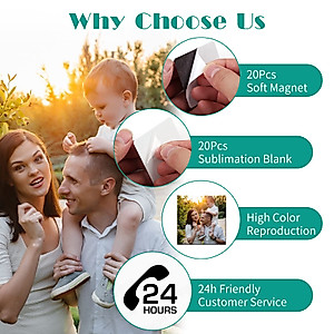 20 Pieces Sublimation Magnet Blanks Fridge Magnets, Square Sublimation Blanks DIY Photo Magnets for Refrigerator, Fridge Decorative Magnets for Whiteboard Office Calendar Kitchen Home Wall Decor etc