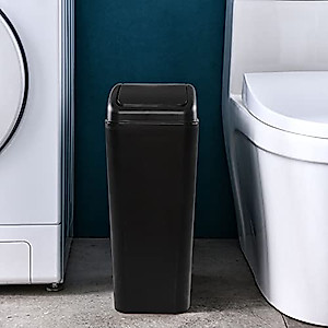 Rinboat Black 3.5 Gallon Swing Top Garbage Can, Plastic Swing Lid Trash Can