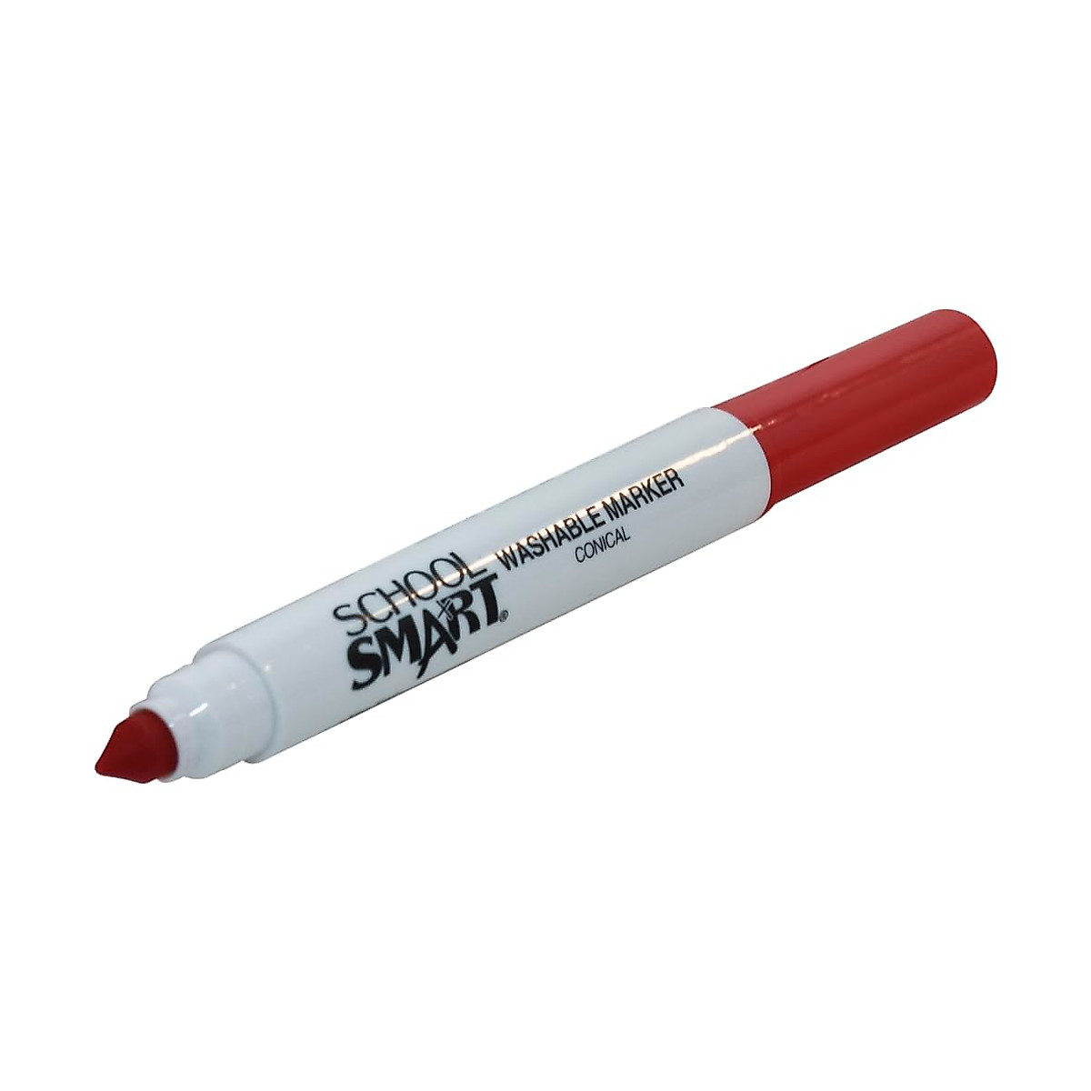 School Smart Washable Art Markers, Conical Tip, Red, Pack of 12