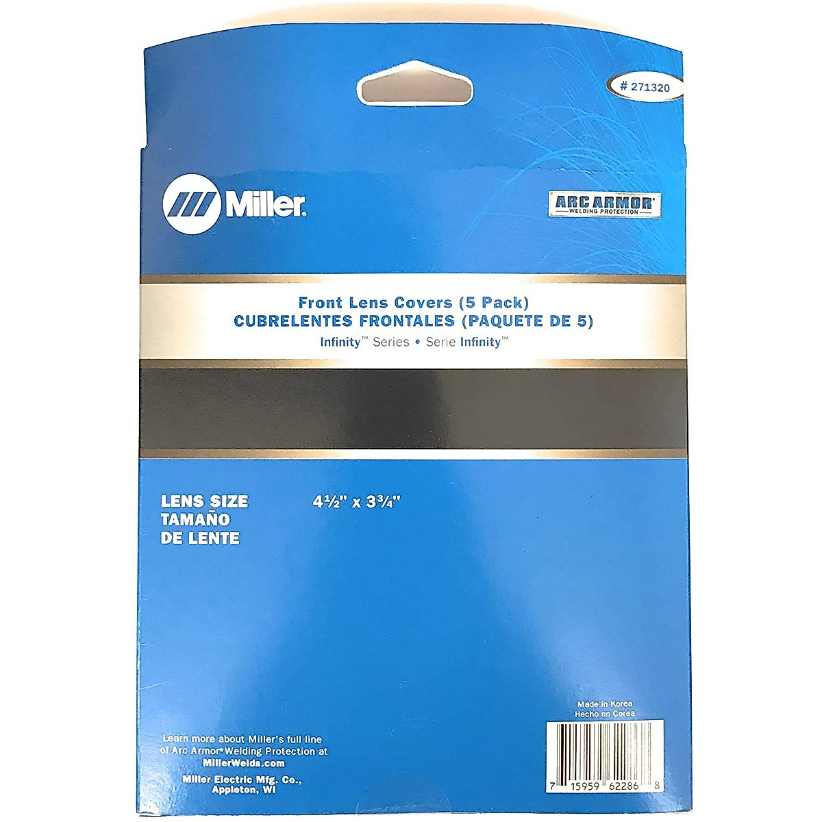 Miller Electric Cover Lens 6"X5-5/8" Front Infinity -1 Pack of 5