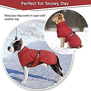 ROZKITCH Extra Warm Dog Coat Reflective Adjustable Dog Jacket Dog Winter Coat with Buckle Fleece Turtleneck Dog Jacket for Cold Weather Soft Winter Coat for Small Medium Extra Large Dogs