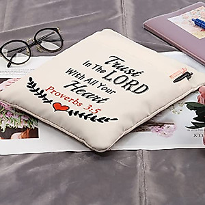 HOLLP Bible Verse Gift Religious Faith Book Cover Trust in The Lord with All Your Heart Proverbs 3:5 Waterproof Zipper Pouch Christmas Birthday Book Sleeve (Proverbs 3:5)