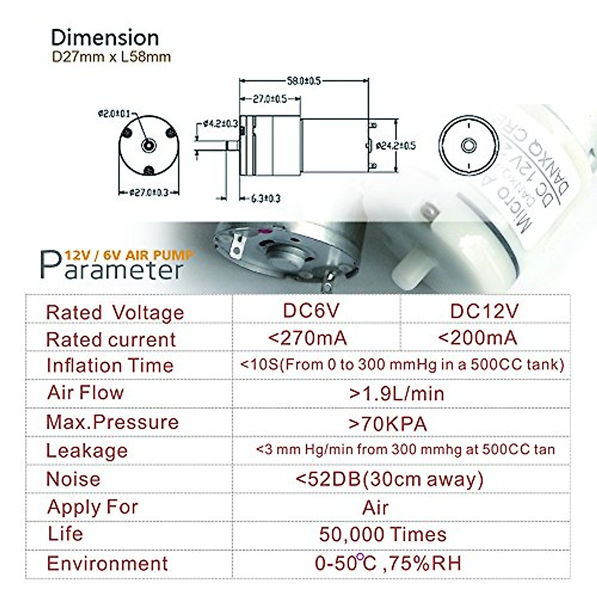 DANXQ Newly Made 370 DC 12V Mini Air Pump,Motor Electric Diaphragm Pump,2 PCS/Pack