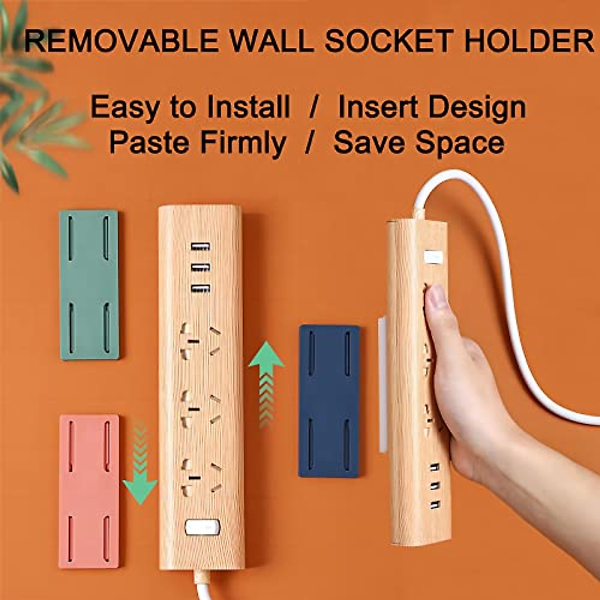 8Pcs Power Strip Holder - Adhesive Punch-Free Socket Holder Set - Power Strip Mount for Cable Management in Kitchen, Home & Office