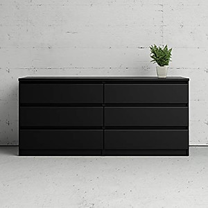 Tvilum 6 Drawer Double Dresser, Black Matte