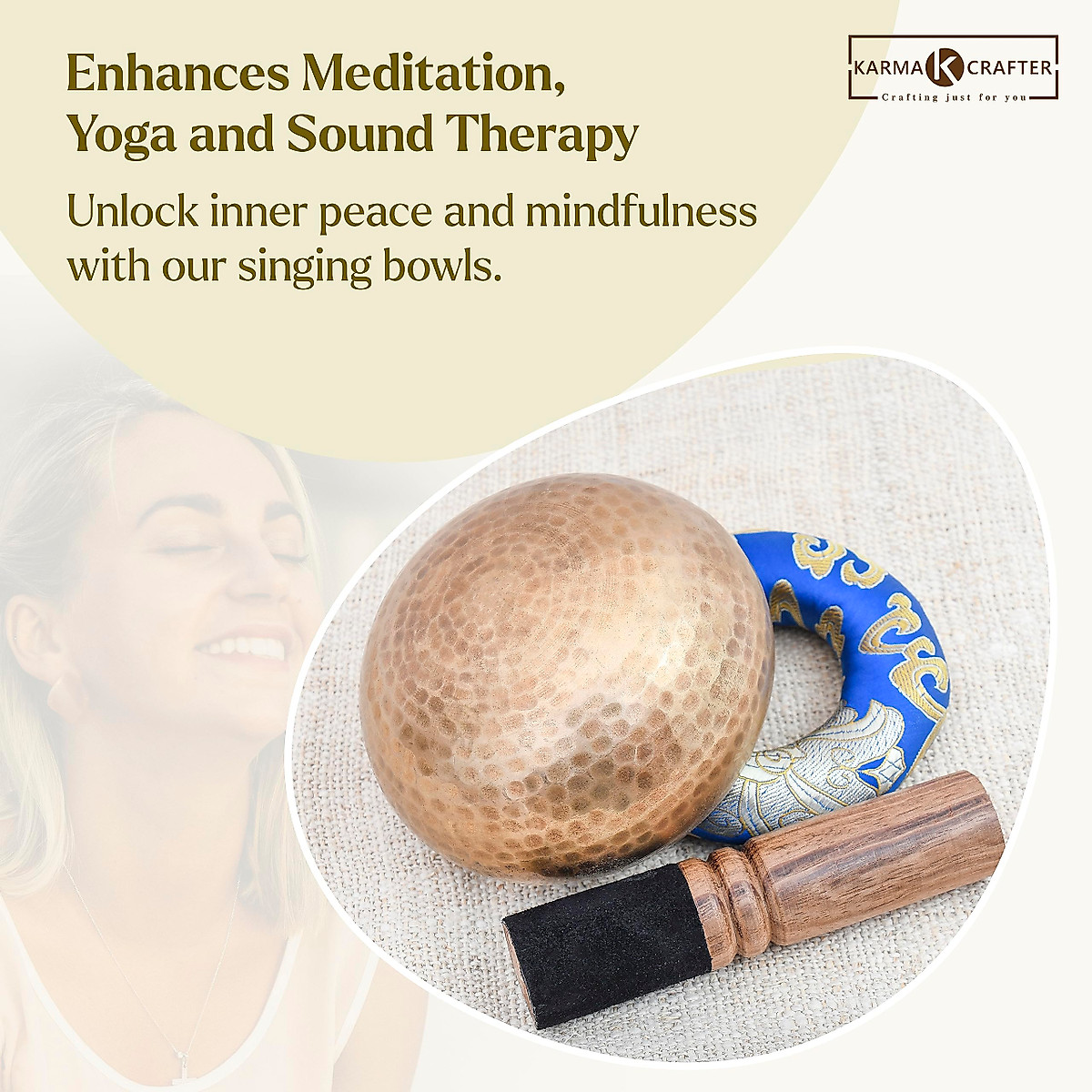 Tibetan Singing Bowl Set - 4.5” inches Sound Bowl Meditation Set - Meditation Bowl with Random Cushion and Mallet - Cuencos Tibetanos for Sound Bath and Healing