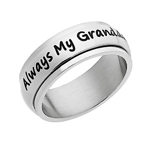 Beads & Pearls Jewelry 7mm Stainless Steel Women's Spinner Ring - Always My Granddaughter Forever My Friend Granddaughter's Ring, Spinner Ring Anxiety & Stress Relief, Size 7