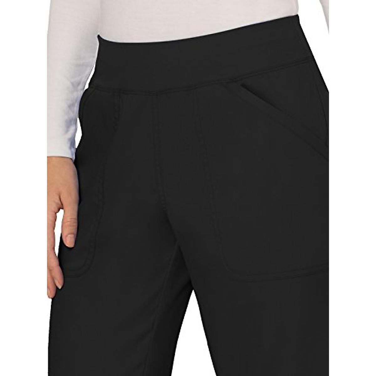 Pull-On Cargo Scrub Pants for Women Workwear Revolution, Soft Stretch WW110, M, Black