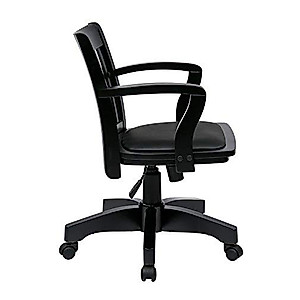 OSP Home Furnishings Deluxe Wood Banker's Desk Chair with Padded Seat, Adjustable Height and Locking Tilt, Black Finish and Black Vinyl