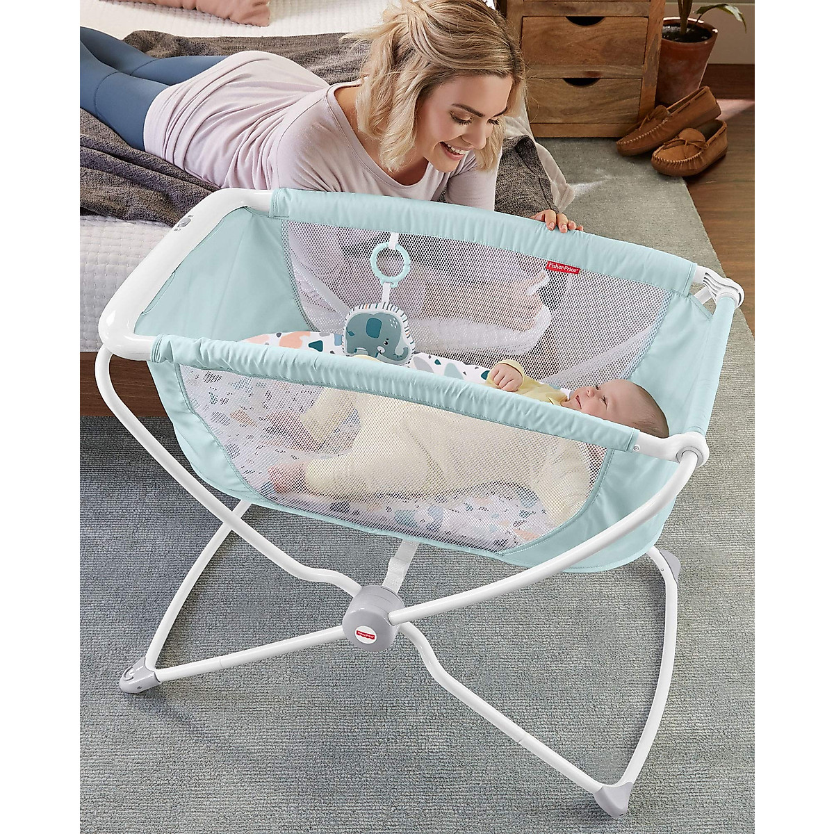 Fisher-Price Rock with Me Bassinet, Blue