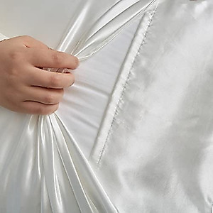 HommxJF White Satin Pillowcase Standard Set of 2 with Envelope Closure，White Silk Pillowcase for Hair and Skin (20x26)