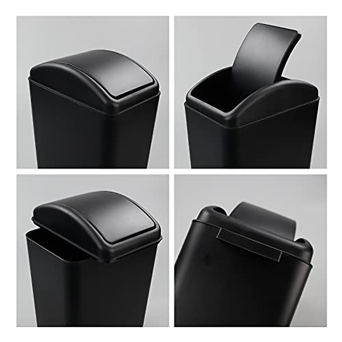 Xowine 4.2 Gallon Small Plastic Trash Can with Swing Lid, Garbage Can for Kitchen, Black