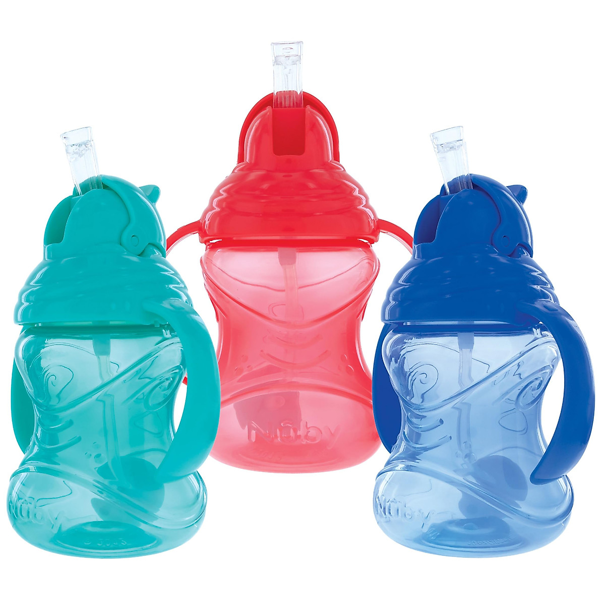 Nuby No-Spill Flip N' Sip Clik-It Cup with 360 Straw, 8 Ounce, Colors May Vary, Multicolor