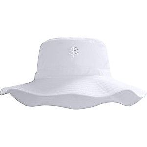 Coolibar UPF 50+ Women's Brighton Chlorine Resistant Bucket Hat - Sun Protective (Small/Medium- White)