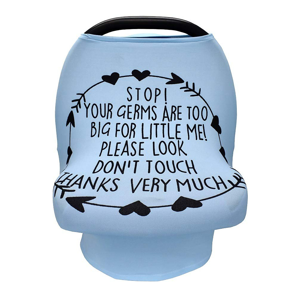 Baby Car Seat Cover, Breastfeeding Nursing Covers Scarf with Safety Warning No Touching Sign Infant Soft Breathable Stretchy Infant Car Seat Canopy Cover Shopping Cart, Stroller, Carseat Covers