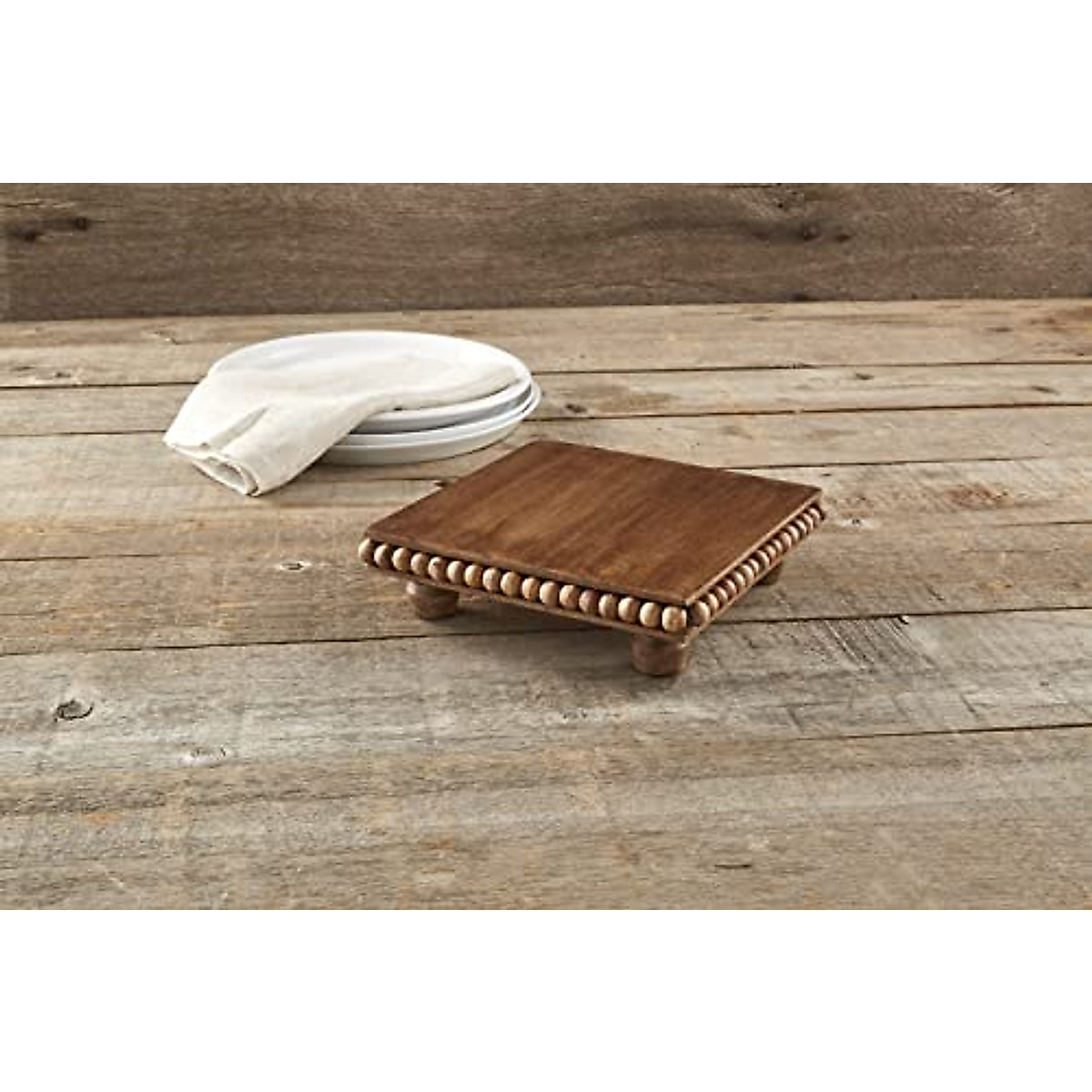 Mud Pie Beaded Wood Trivet, 8" x 8", Brown