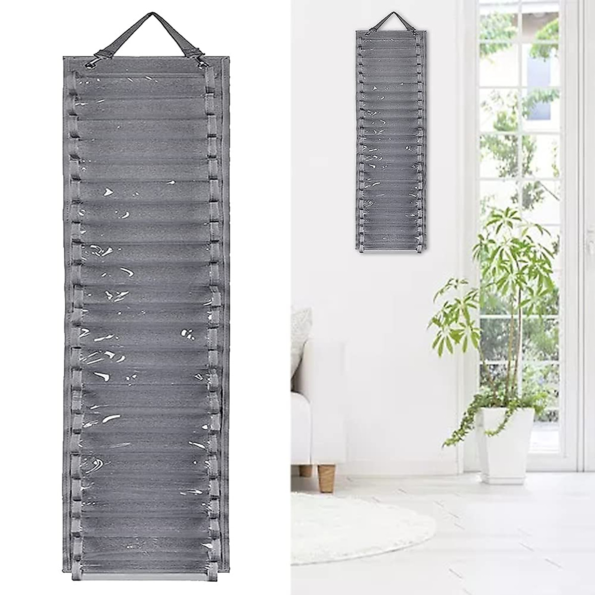 Xiaokeis Vinyl Storage Rack,48 Holes Vinyl Roll Holder Wall Mount Vinyl Rolls Storage Organizer for Vinyl Sheets, Heat Transfer Paper, Wrapping Paper,Design Drawings(Grey)