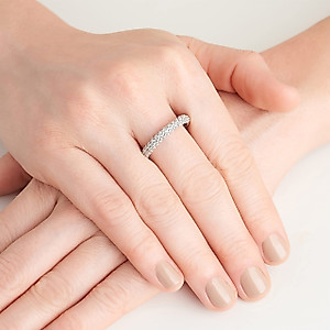 MORGAN & PAIGE Pavéd Eternity Ring - Classic Cubic Zirconia Pavé Ring Anniversary Eternity Band - 925 Sterling Silver Women’s Infinity Ring - Size 7