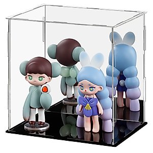 LileZbox Acrylic Display Case,Versatile Collectibles Display Showcase for Action Figures Toys,1 Pack (Black, 13.7x9.8x5.9 Inch)
