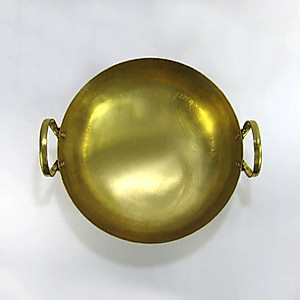 No 16 Wok Brass Pan Home Cooking Food Dessert for Thai Chinese Japanese Korean Diameter 13.5 inches