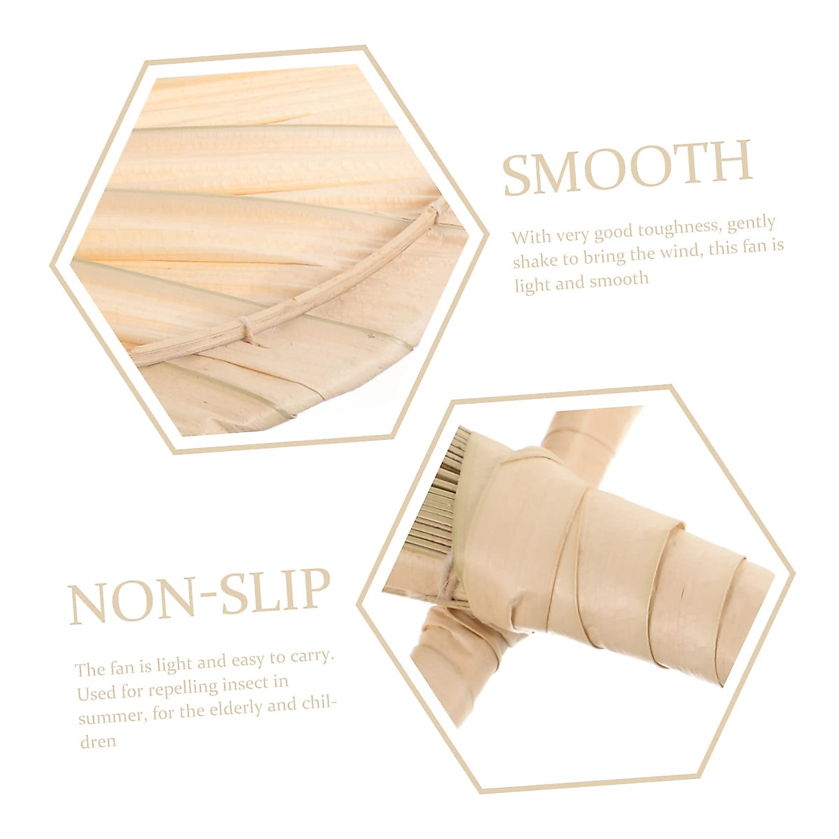 Outanaya Manual Handmade Fan Lightweight Palm Leaf Summer Accessory Handheld Old Fashioned Straw Fan for Wedding