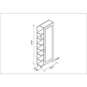 Manhattan Comfort Minetta Mid Century Modern 7-Shelf Shoe Closet with Mirror, 74.4", White