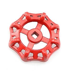 PZRT Cast Iron Outside Faucet Round Wheel Handle, Hose Bib Water Spigot 8x8mm, Red