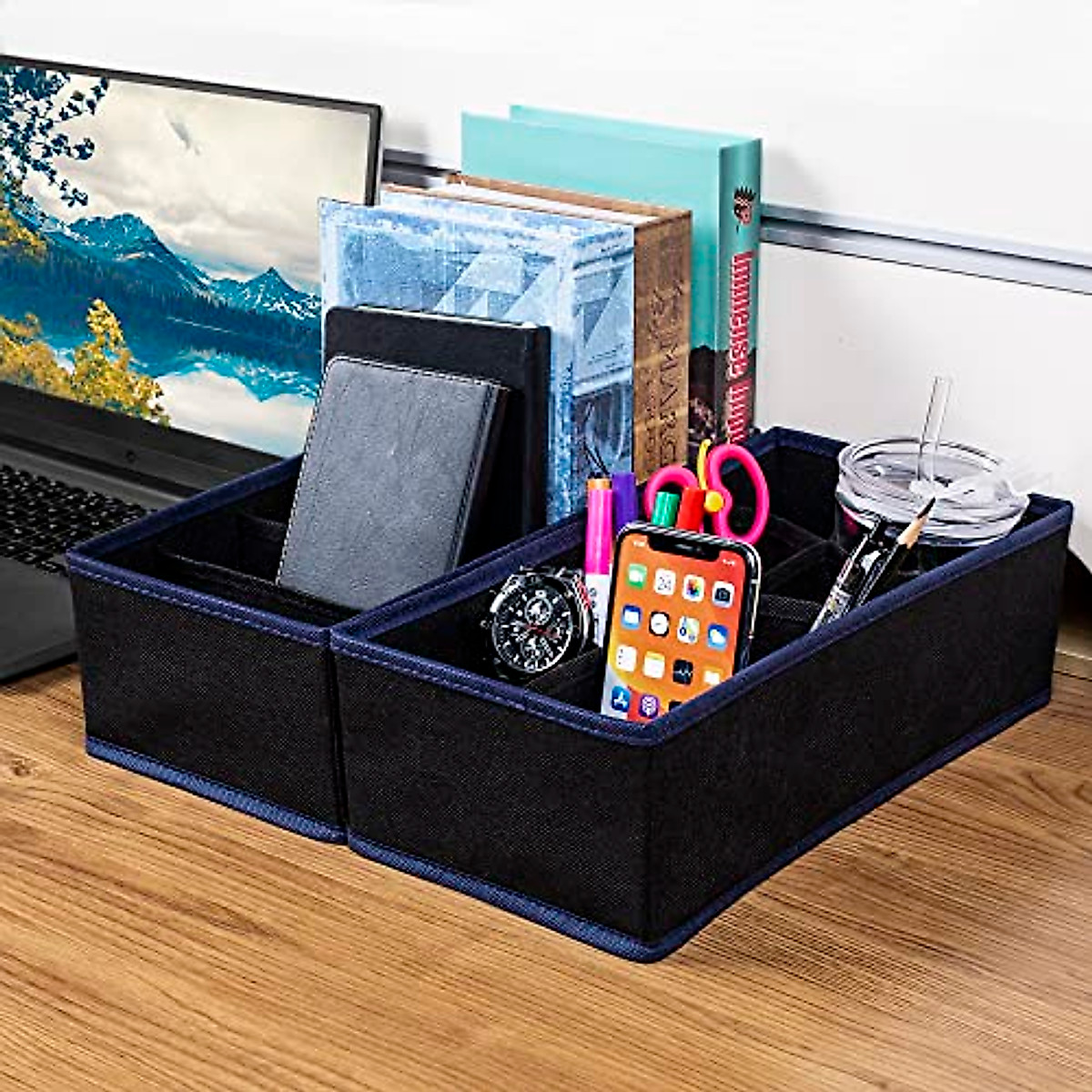 4-Pack Drawer Organizer Clothes - Neatly Store Socks, Belts, Bras & Underwear with Foldable Zip Lock Design & Non-Woven Fabric - Effortless Dresser Organizer