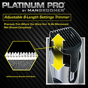 MANGROOMER - PLATINUM PRO New Body Groomer, Ball Groomer and Body Trimmer with Lithium Max Battery, Bonus Extra Foil and Storage Case!