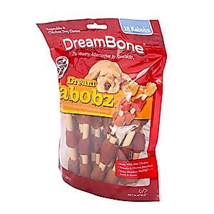 DreamBone Dream Kabobz, Rawhide Free Dog Chew Sticks Made Made with Real Chicken and Vegetables, 18 Count