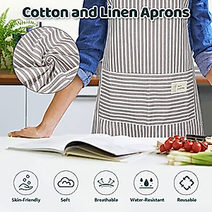 Yanacc 2 Pack Aprons for Women Chef, Apron with 2 Pocket and Adjustable Neck Strap for Kitchen Cooking Baking Gardening (Apron-12)