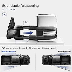 MOSTPLUS Power Heated Towing Mirrors Compatible for Chevy Silverado Suburban Tahoe GMC Serria Yukon 2003-2006 w/Sequential Turn light, Clearance Lamp, Running Light(Set of 2) (Chrome)